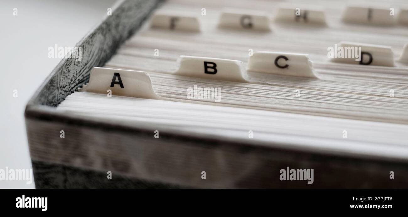 Index cards for organizing business contacts and information Stock ...