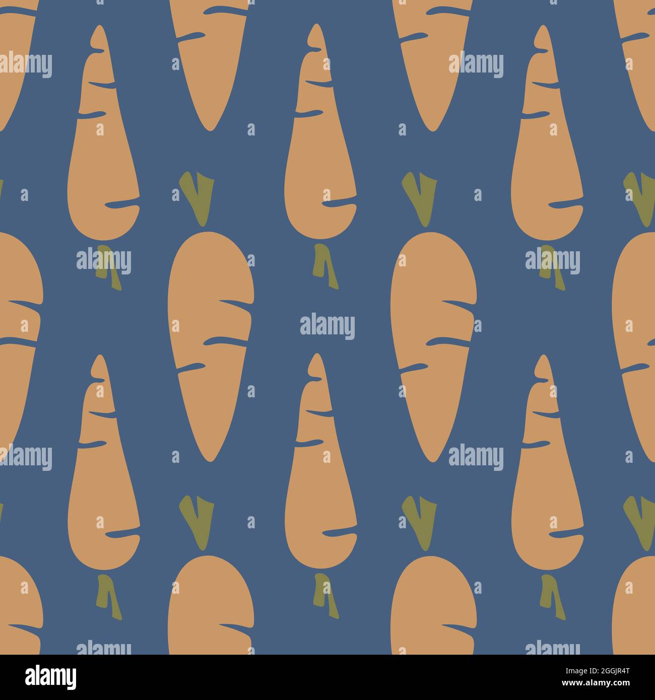 Vector seamless pattern with cartoon carrots on blue background. Design ...