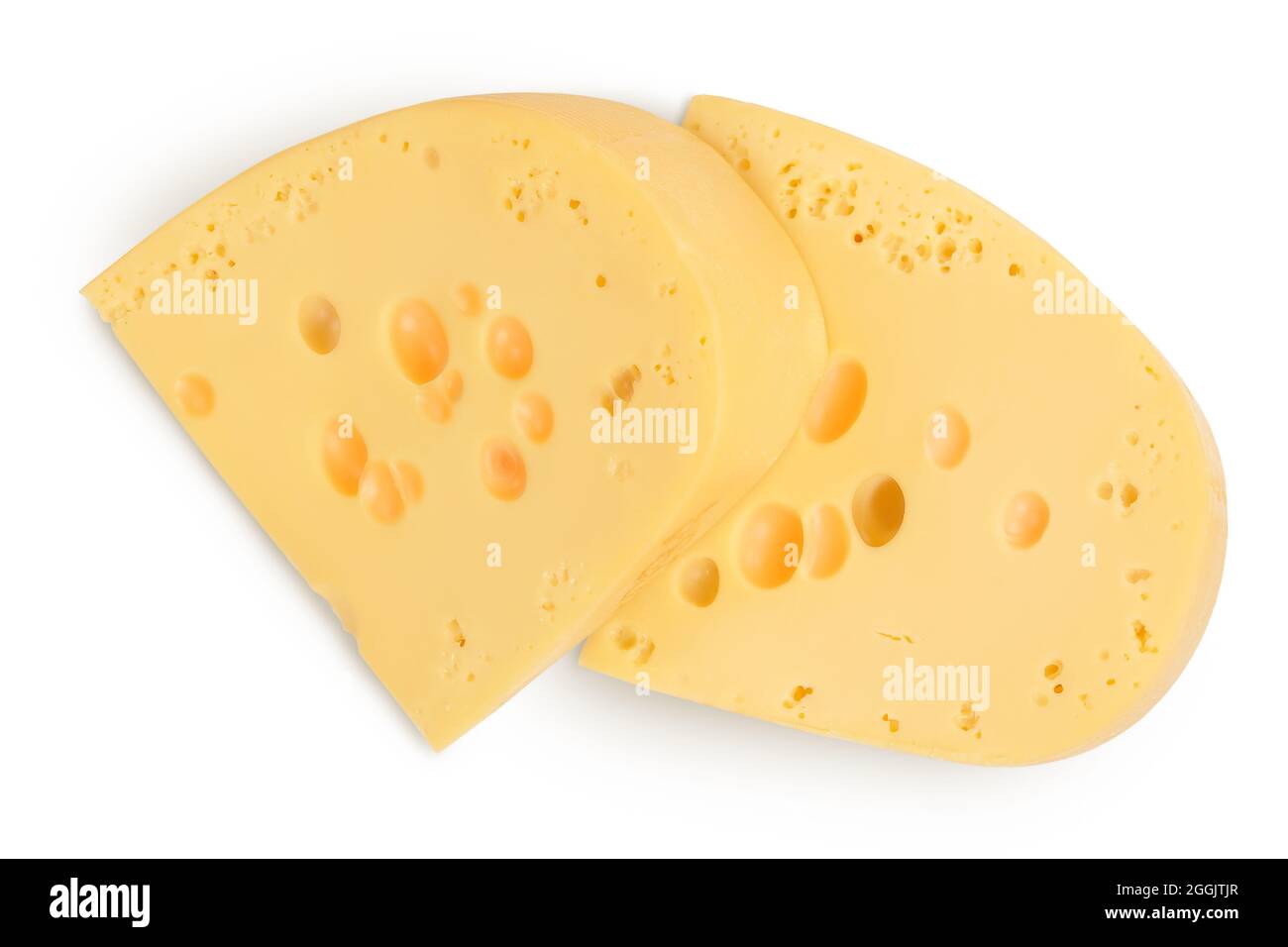 piece of cheese isolated on white background with clipping path. Top ...