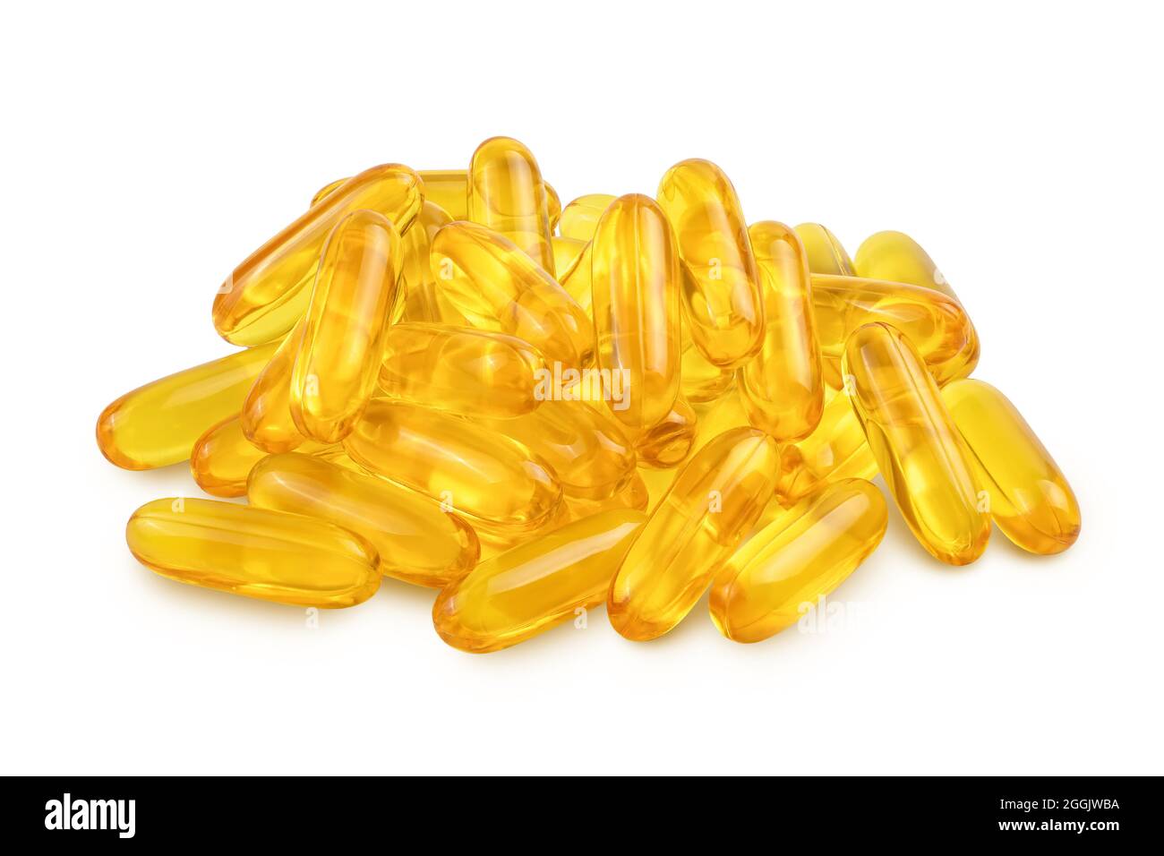 Fish oil capsules isolated on white background with clipping path and ...