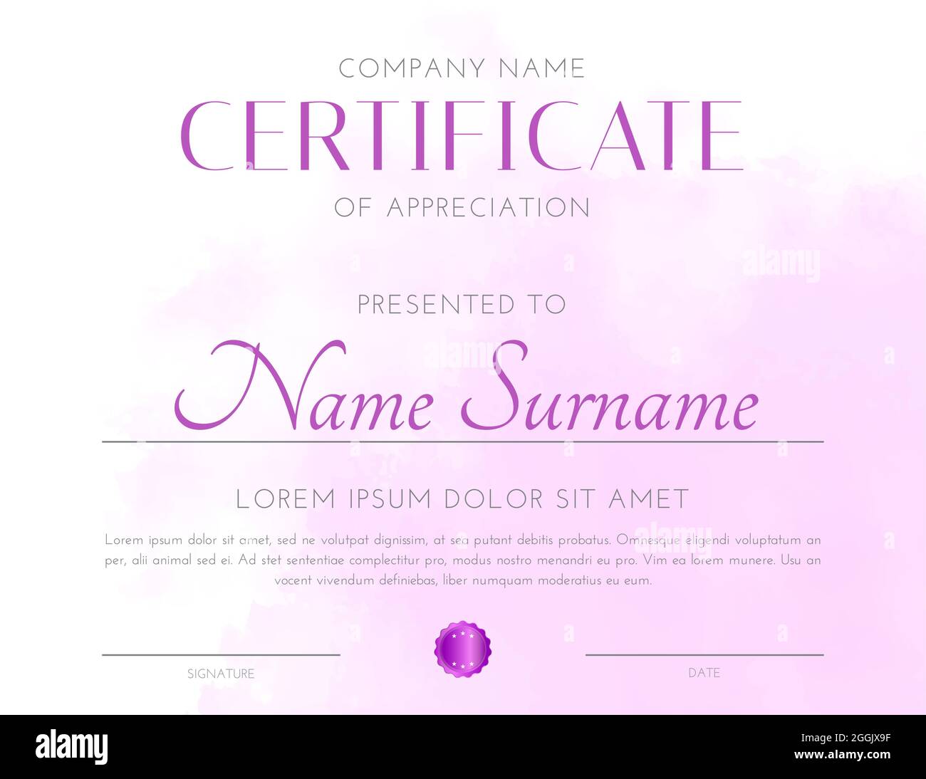 Clean Pink Certificate Design Stock Vector Image & Art - Alamy