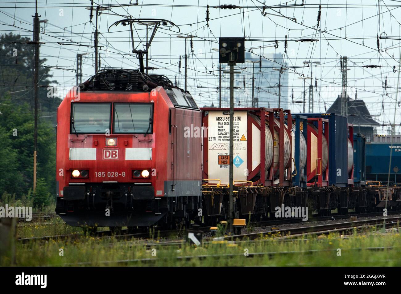 Cologne, Germany. 01st Sep, 2021. A locomotive pulls a freight train ...