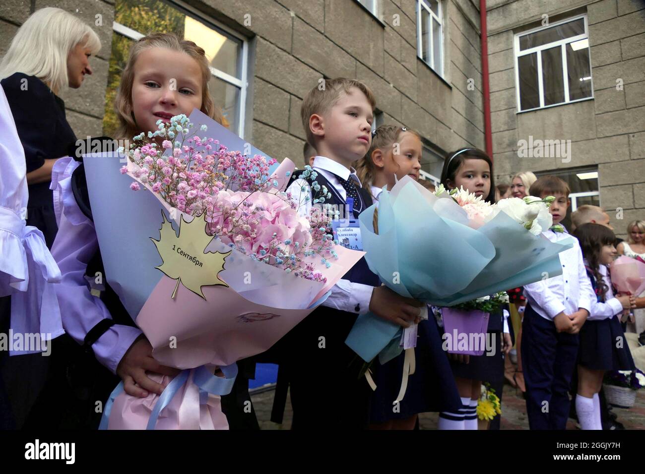 ODESA, UKRAINE - SEPTEMBER 1, 2021 - First formers are pictured during ...