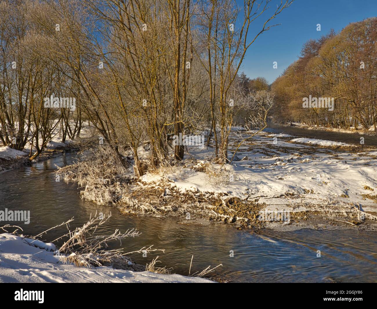 Europe, Germany, Hesse, Lahn-Dill-Bergland Nature Park, winter on the ...