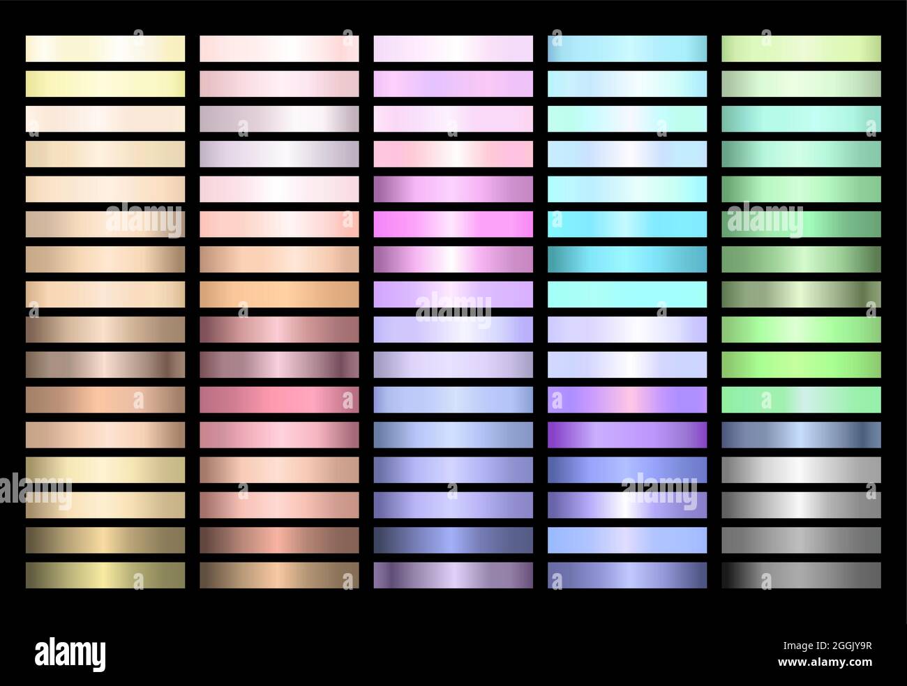 Ligh Pastel Shiny Gradient Collection of Every Color Swatches Stock ...