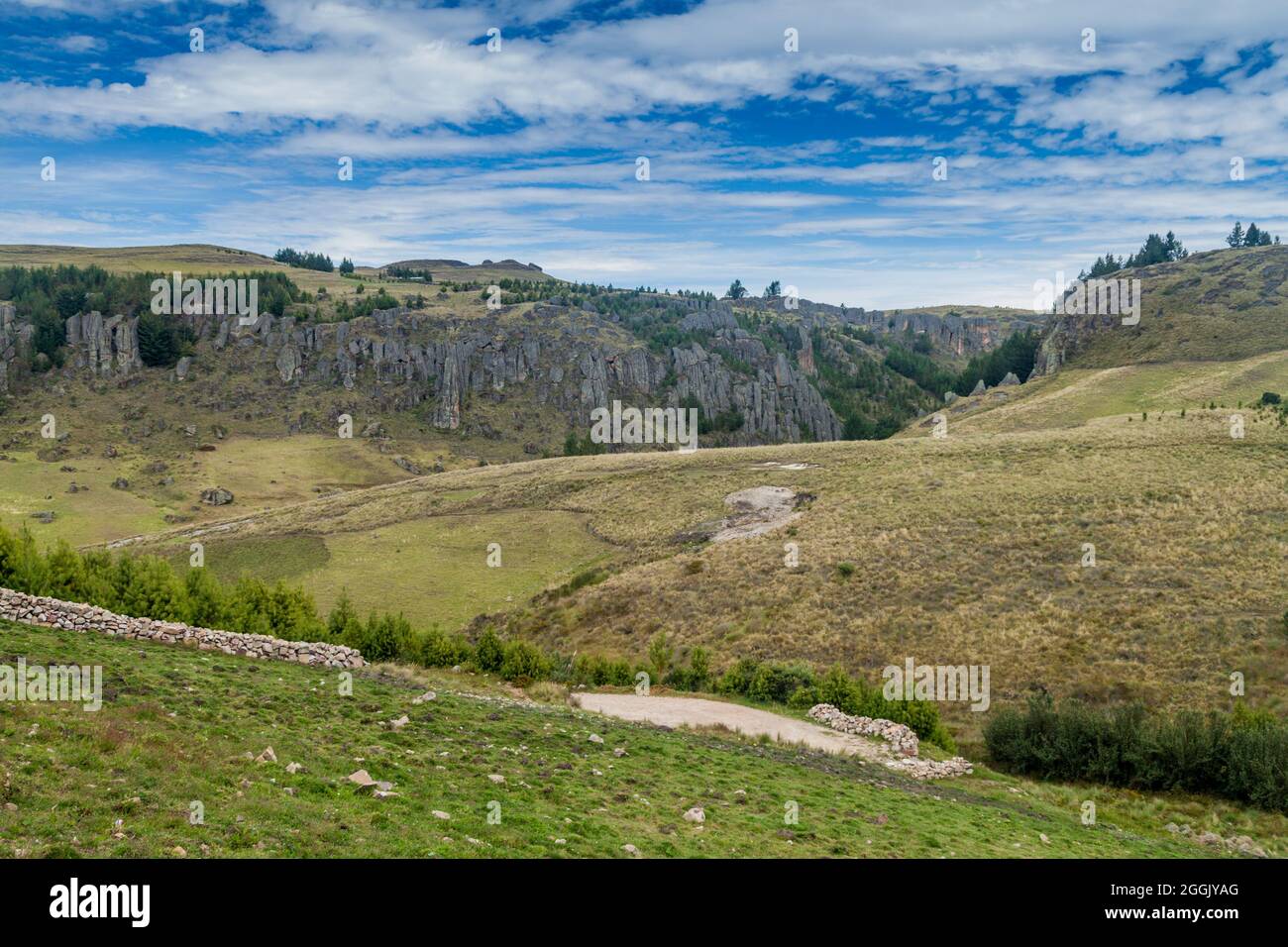 Los Frailones (Stone Monks), rock formations near Cajamarca, Peru Stock ...