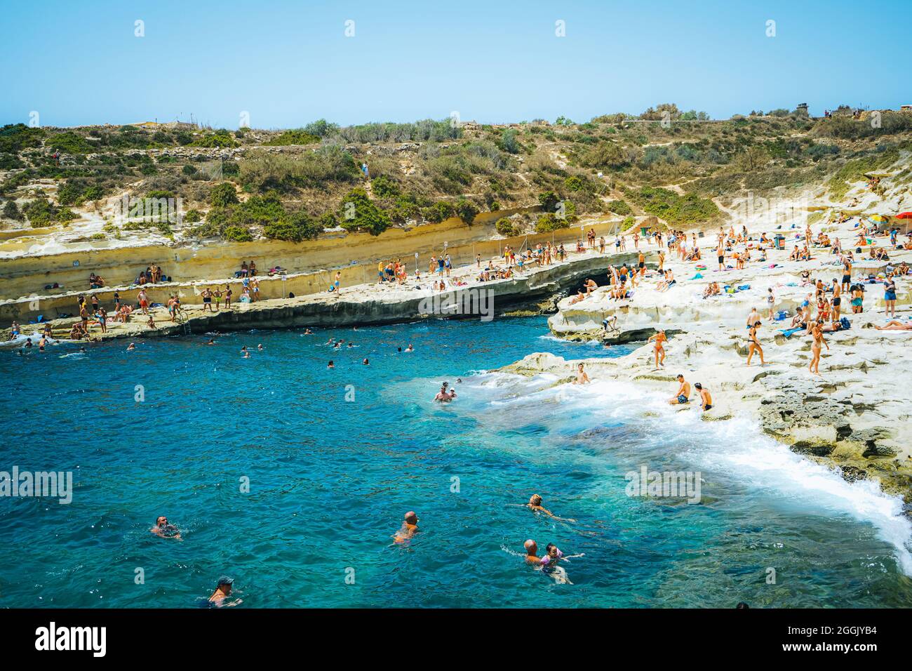 VALLETTA, MALTA - Aug 09, 2021: A bright summer day at the beautiful St ...