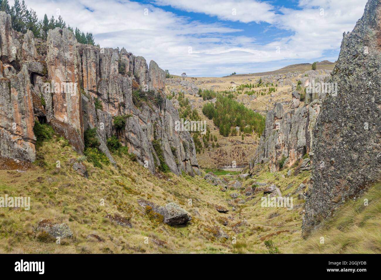 Los Frailones (Stone Monks), rock formations near Cajamarca, Peru Stock ...