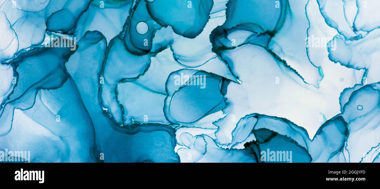 Closeup of blue alcohol ink abstract texture, trendy wallpaper. Art for ...