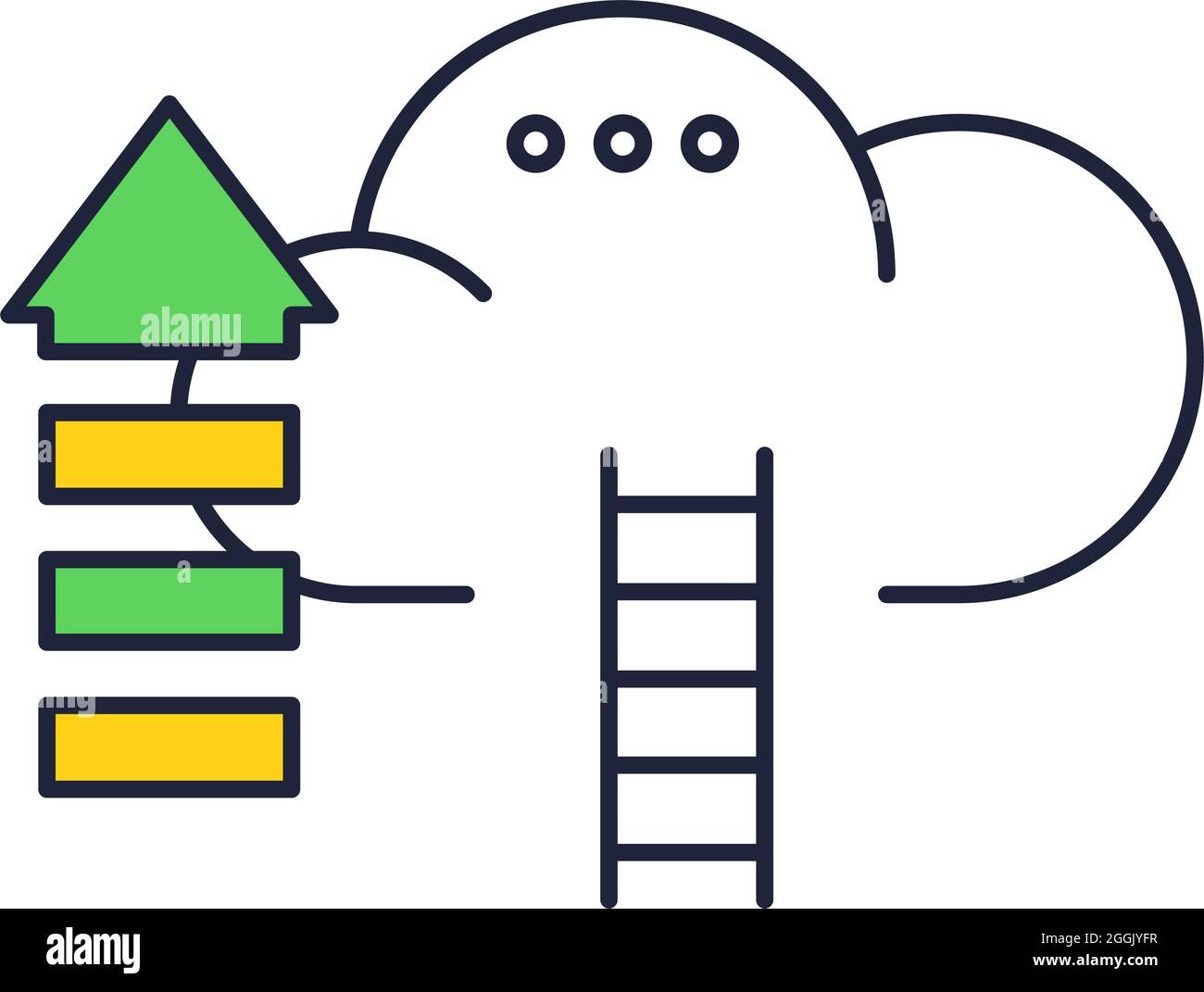 Cloud with stepladder and growth arrow icon Stock Vector Image & Art - Alamy
