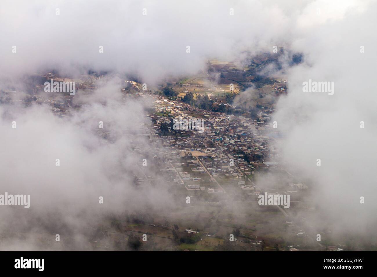 Aerial view of Celendin through the clouds, Peru Stock Photo - Alamy