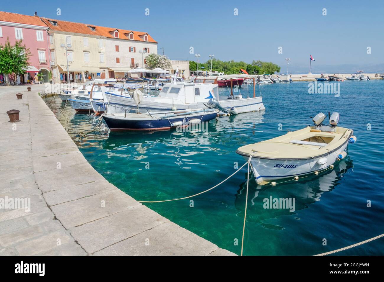 Picturesque old town of Supetar. Supetar is the biggest town of Brac ...