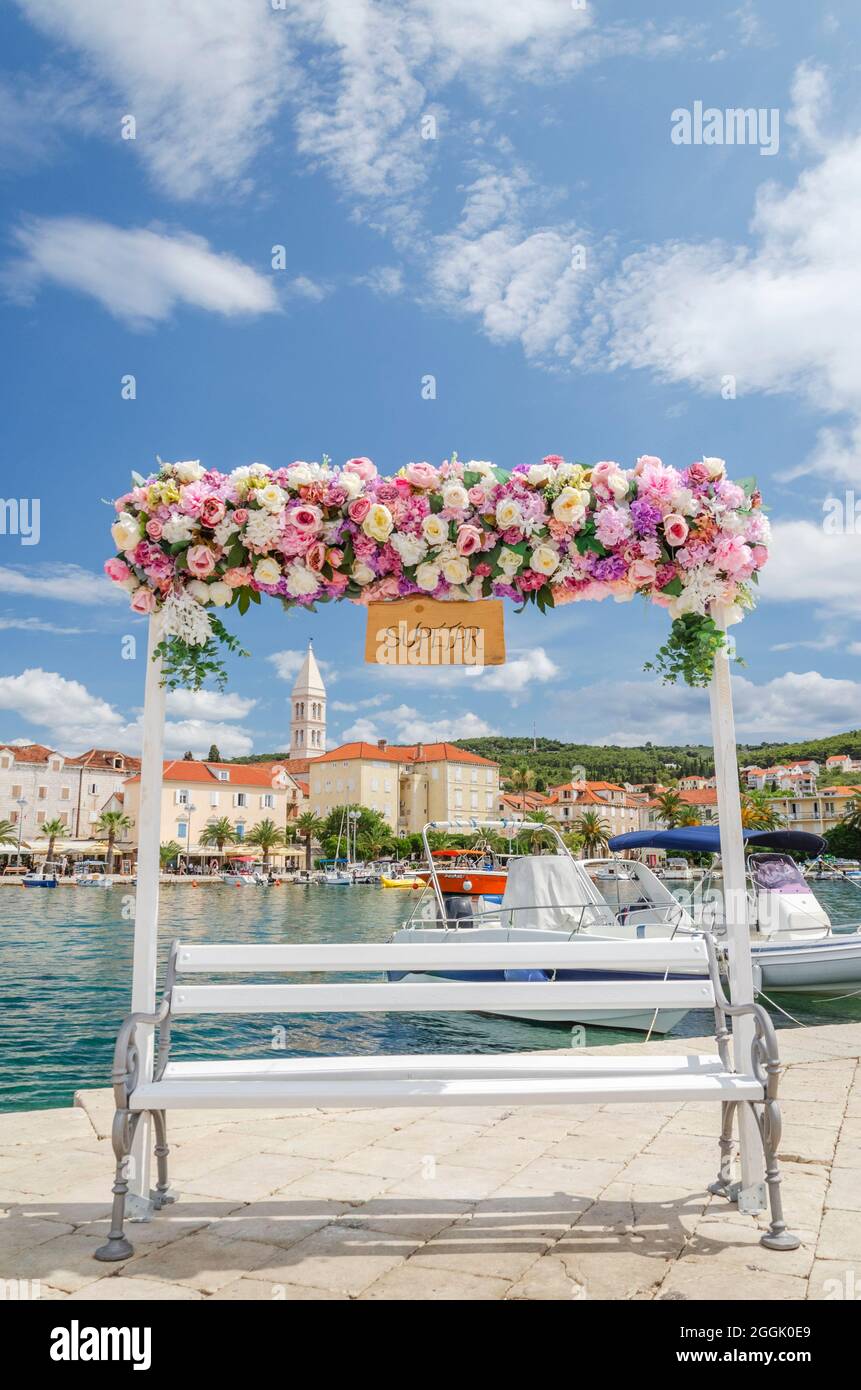 Picturesque old town of Supetar. Supetar is the biggest town of Brac ...