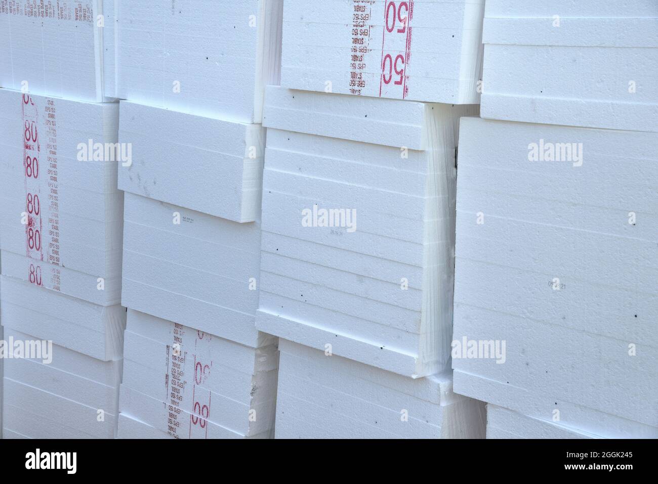 Polystyrene for insulation in construction. Passive house concept Stock ...