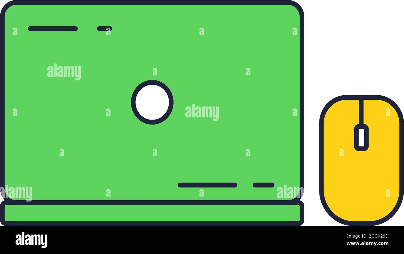 Computer laptop closed and mouse icon vector Stock Vector Image & Art ...