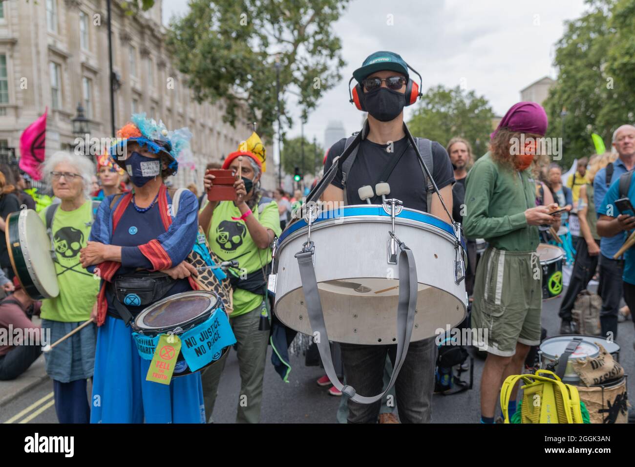 1st Sept, 2021. London, UK. Climate activists from Extinction Rebellion ...