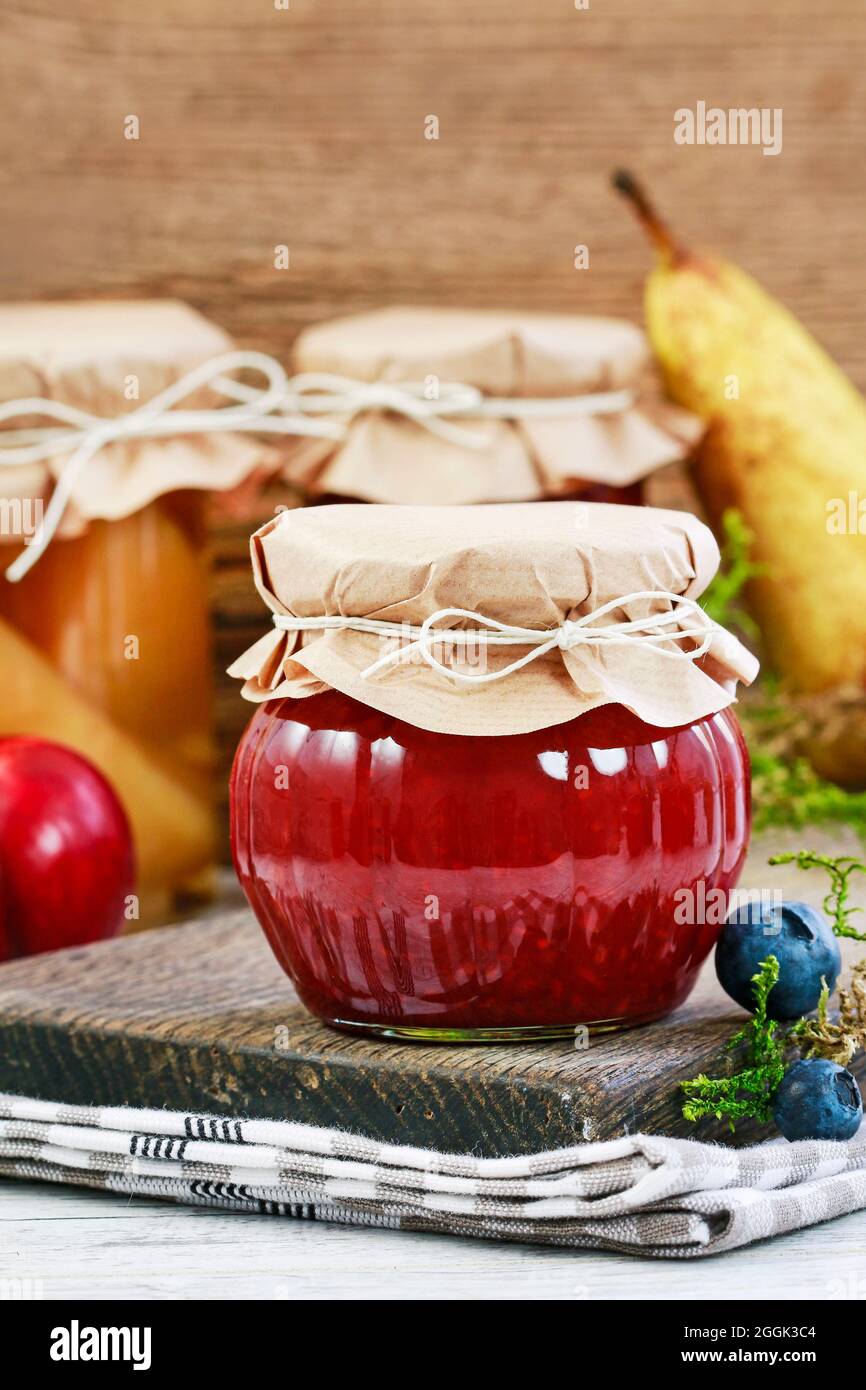 Red jam in the jar. Healthy food Stock Photo - Alamy