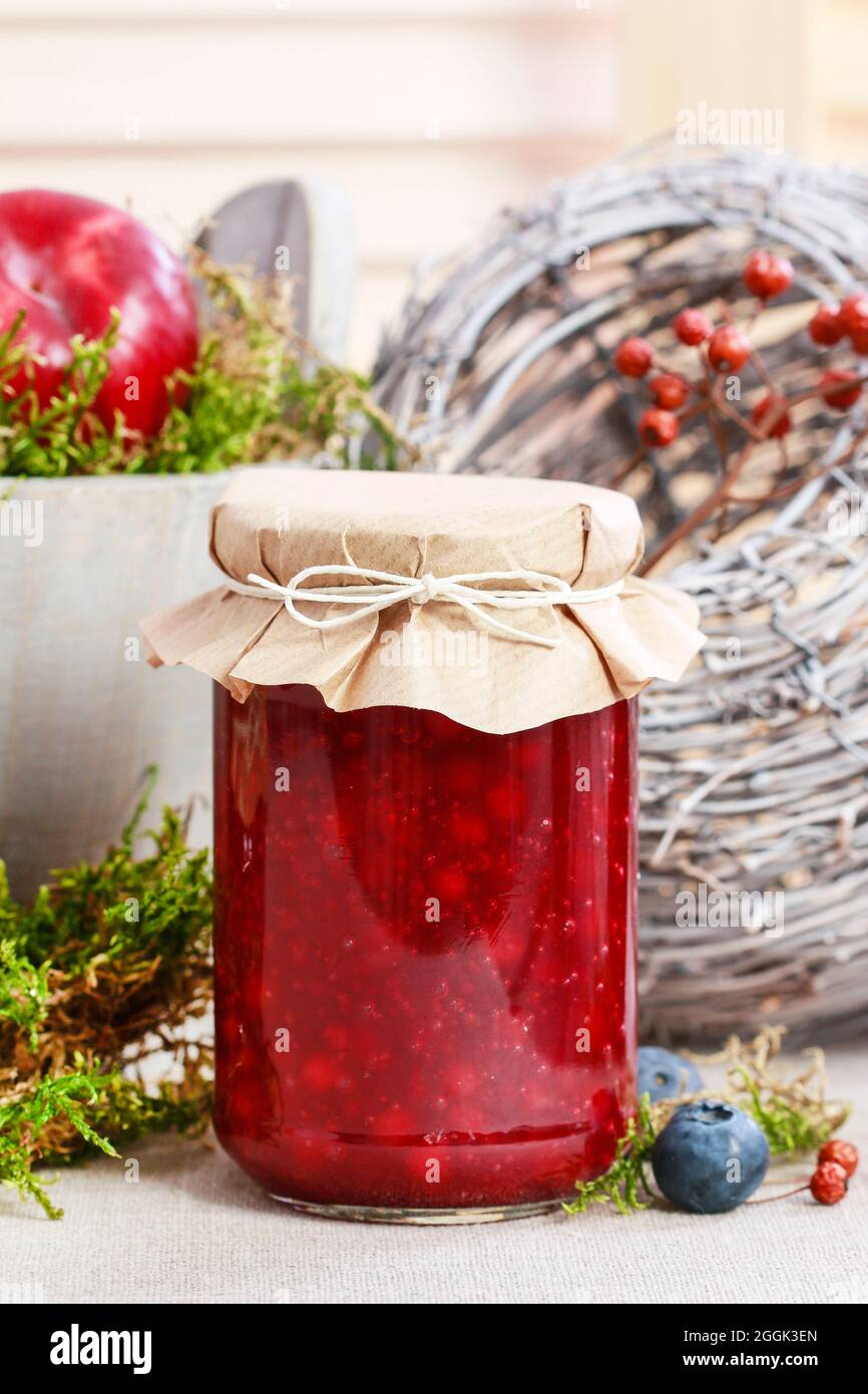 Red jam in the jar. Healthy food Stock Photo - Alamy