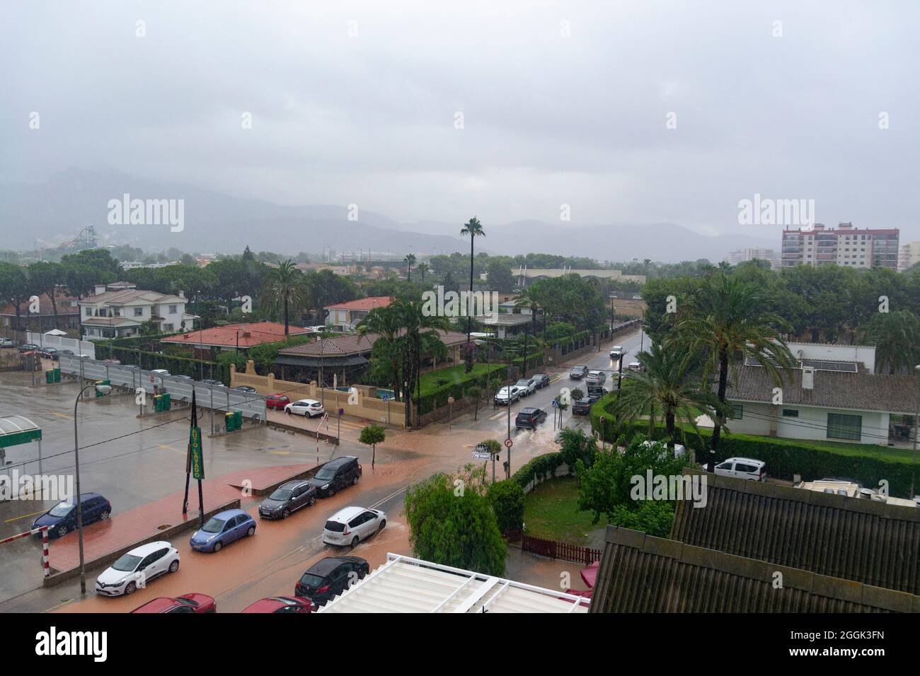 Floods. Flood. Streets, promenades and beach flooded. Rains. Storm ...