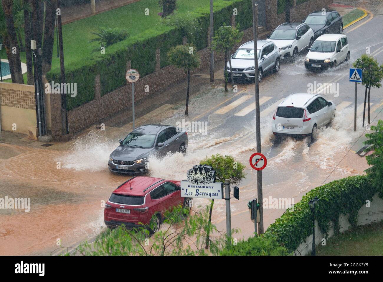 Floods. Flood. Streets, promenades and beach flooded. Rains. Storm ...
