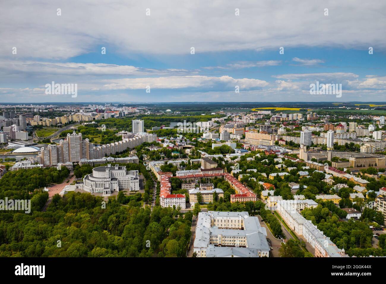 Minsk streets from a bird's eye view.the old city Center of Minsk from ...