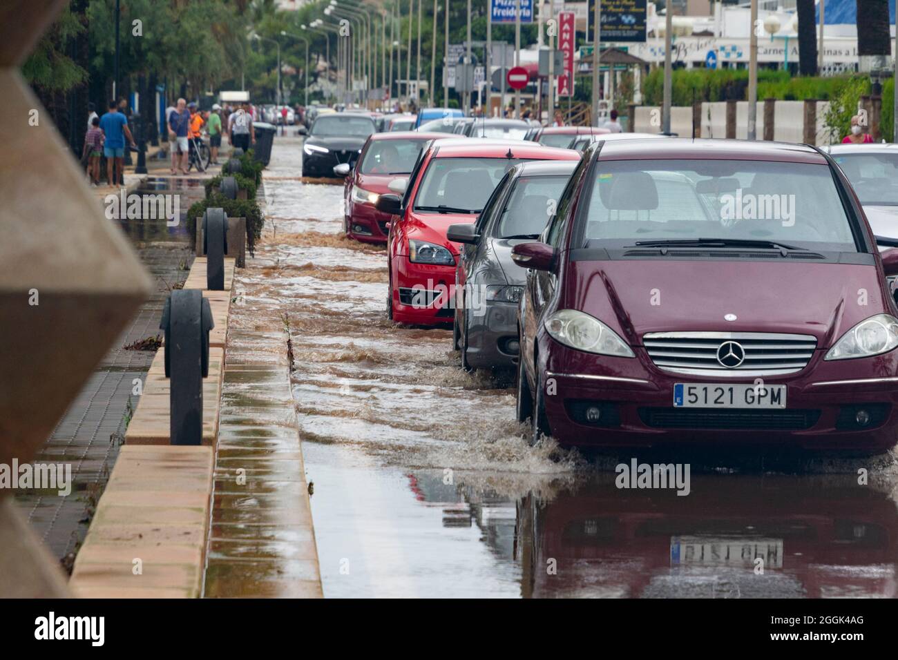 Floods. Flood. Streets, promenades and beach flooded. Rains. Storm ...