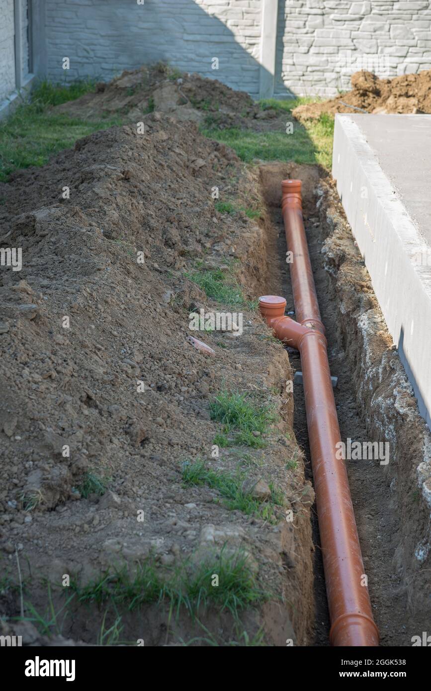 Sewage pipe for a water from the roof Stock Photo - Alamy