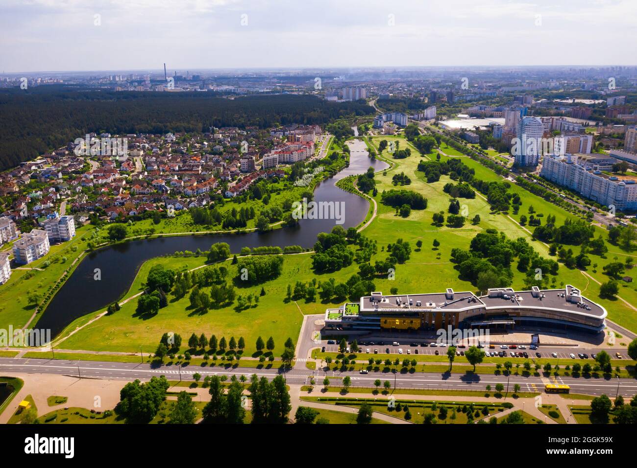 aerial photography from above of a large number of residential buildings in the Eastern district ...