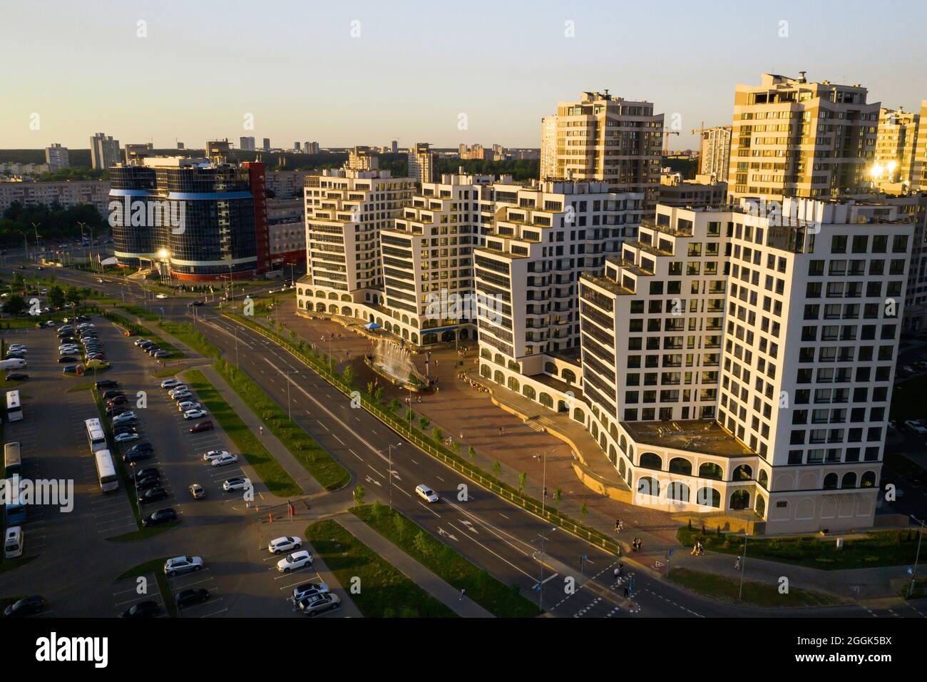 View from the height of the new district in the city of Minsk ...