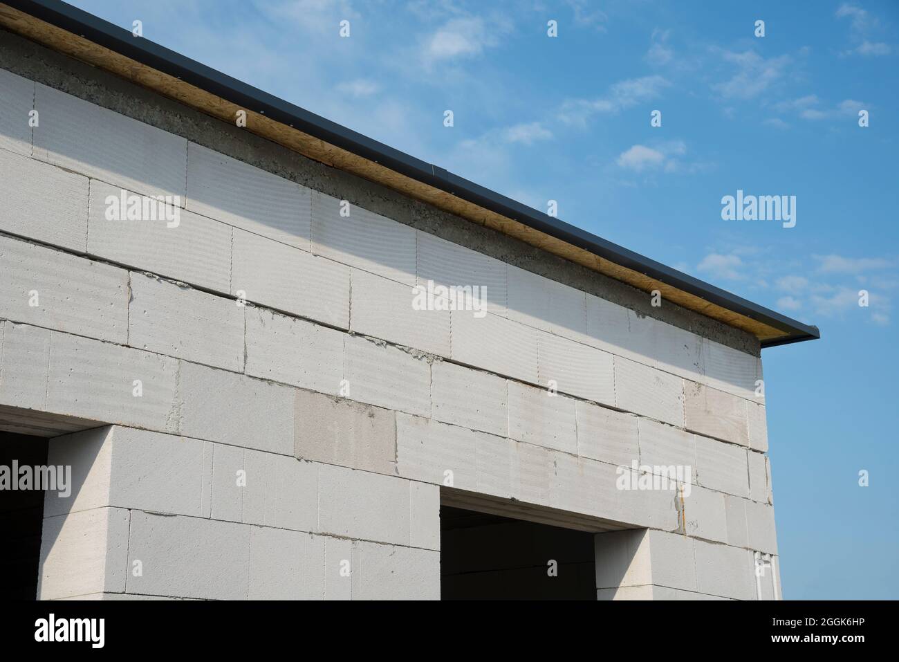 A new house from a foam concrete bloks before polystyrene insulation ...