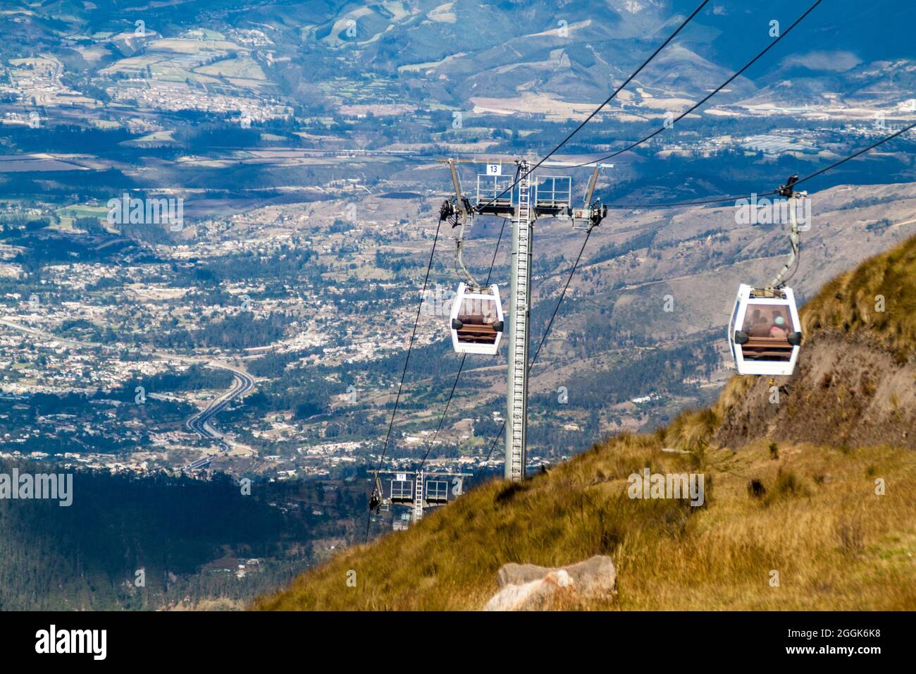TeleferiQo cable car to the lookout Cruz Loma in Quito, Ecuador Stock ...