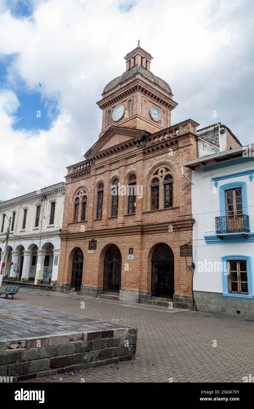 Buildings in Parque Pedro Moncayo in Ibarra town, Ecuador Stock Photo ...