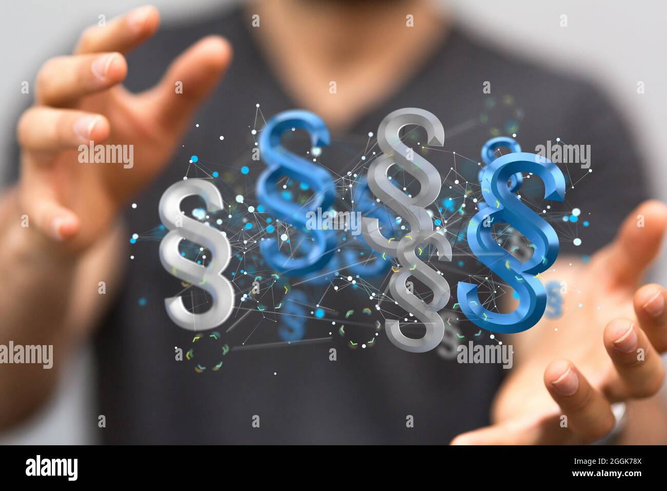 3D paragraph law and justice signs betwe hands Stock Photo - Alamy