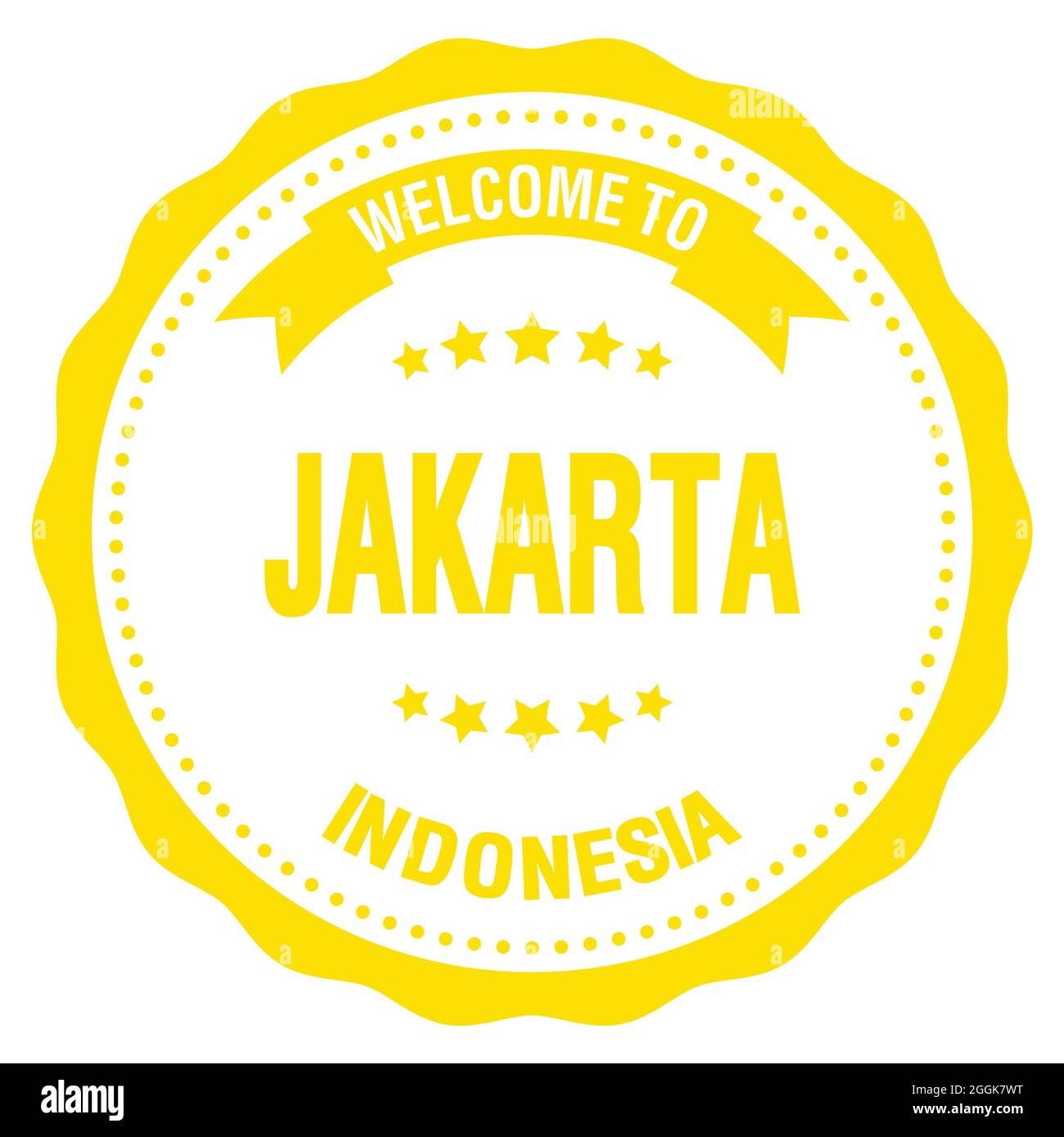 WELCOME TO JAKARTA - INDONESIA, words written on yellow round badge ...