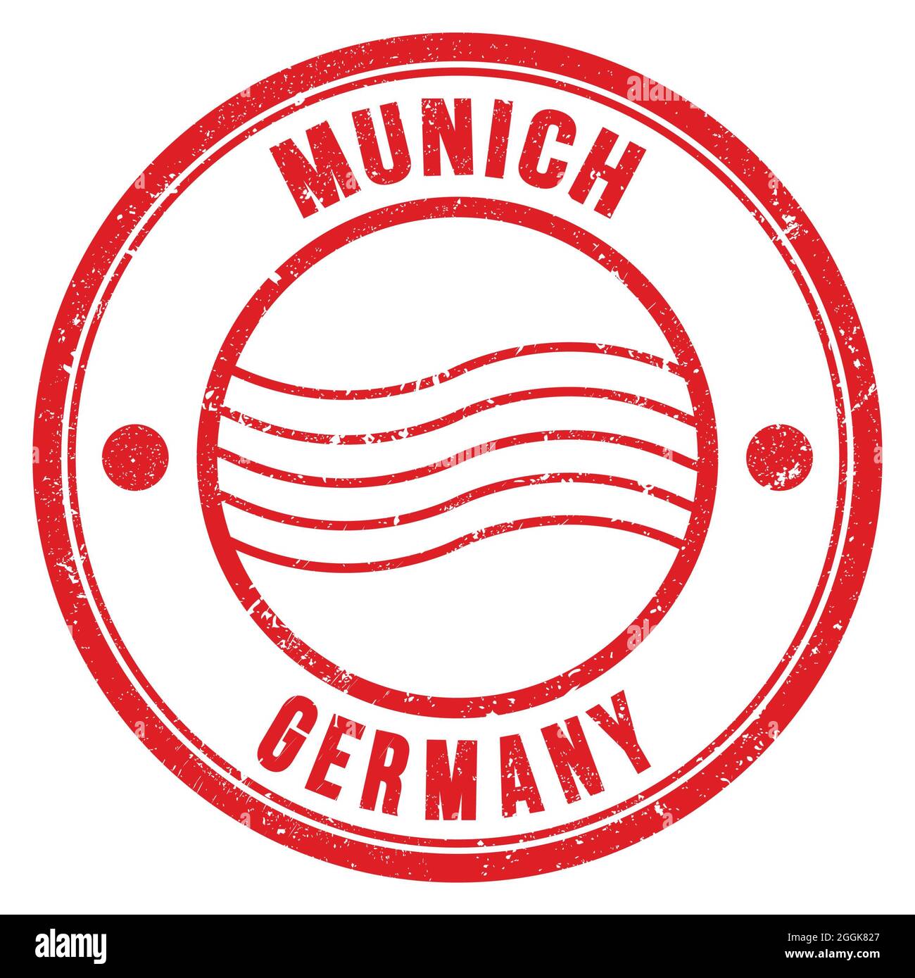 MUNICH - GERMANY, words written on red round postal stamp Stock Photo ...