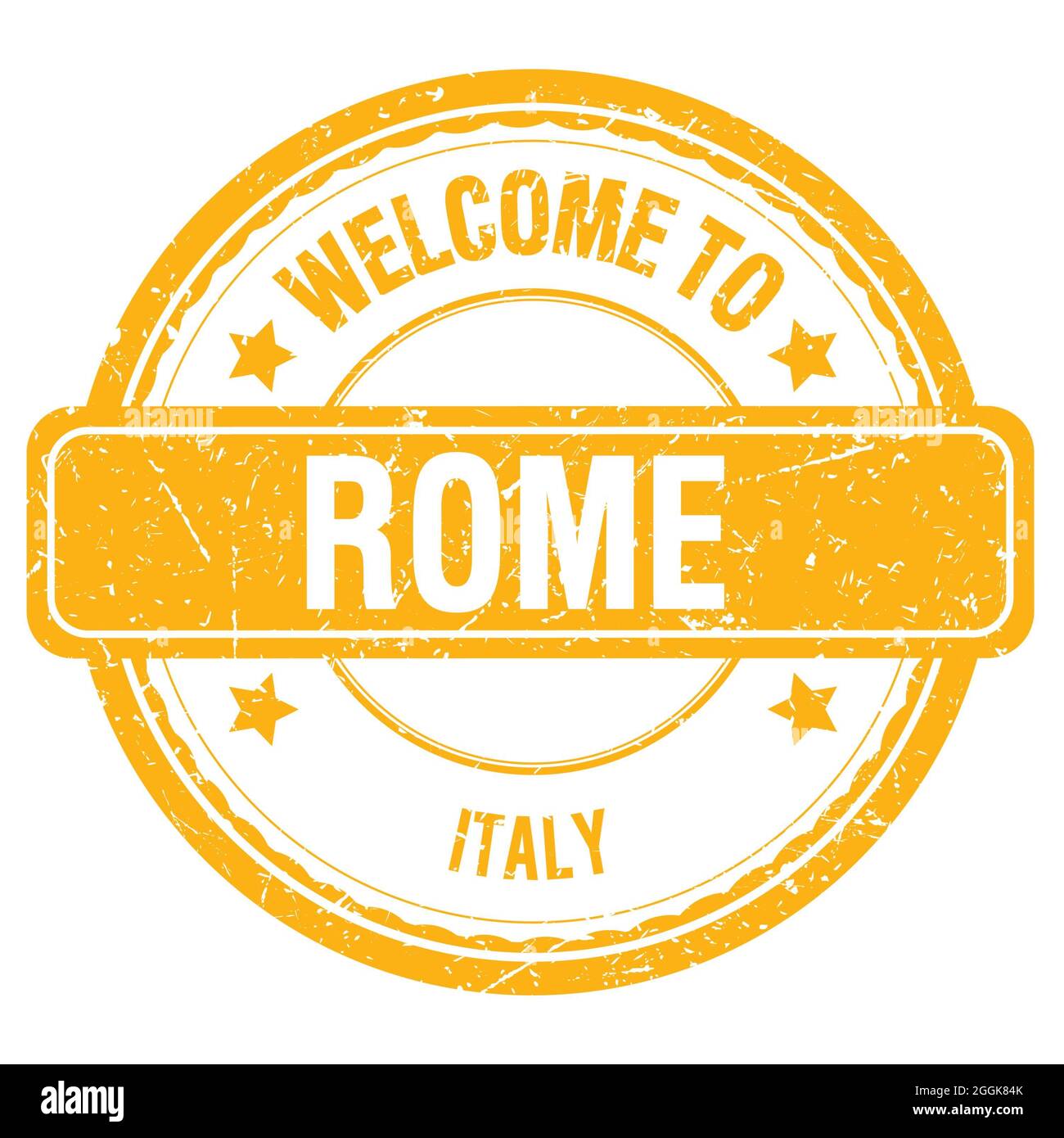 WELCOME TO ROME - ITALY, words written on yellow grungy stamp Stock ...
