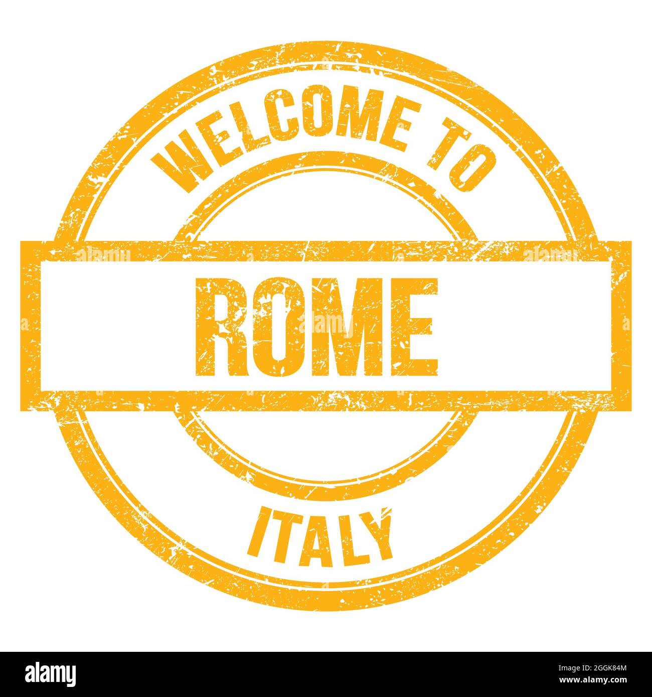 WELCOME TO ROME - ITALY, words written on yellow round simple stamp ...