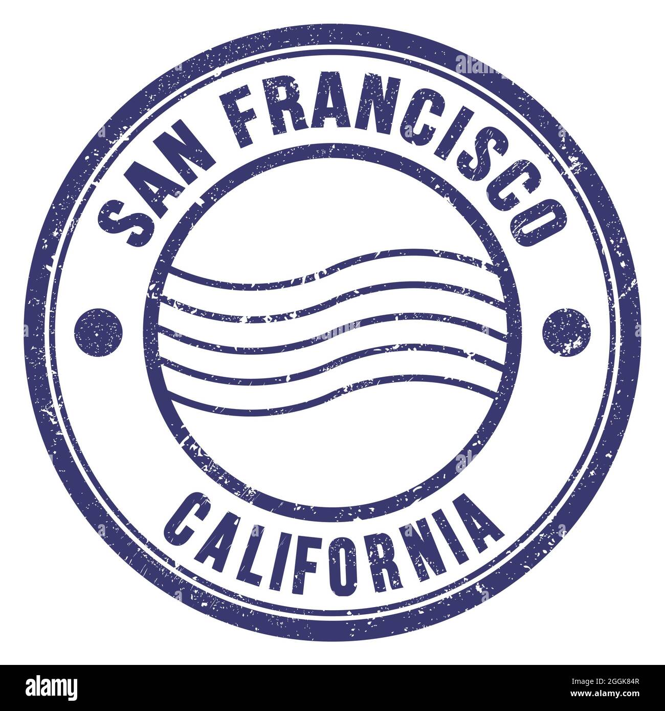 SAN FRANCISCO - CALIFORNIA, words written on blue round postal stamp ...