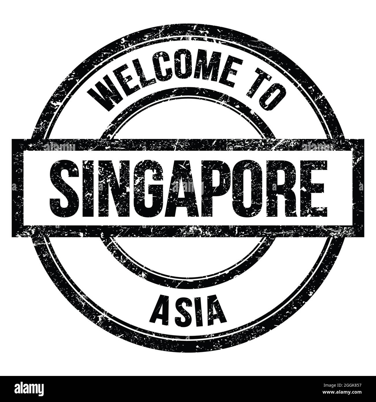 WELCOME TO SINGAPORE - ASIA, words written on black round simple stamp ...