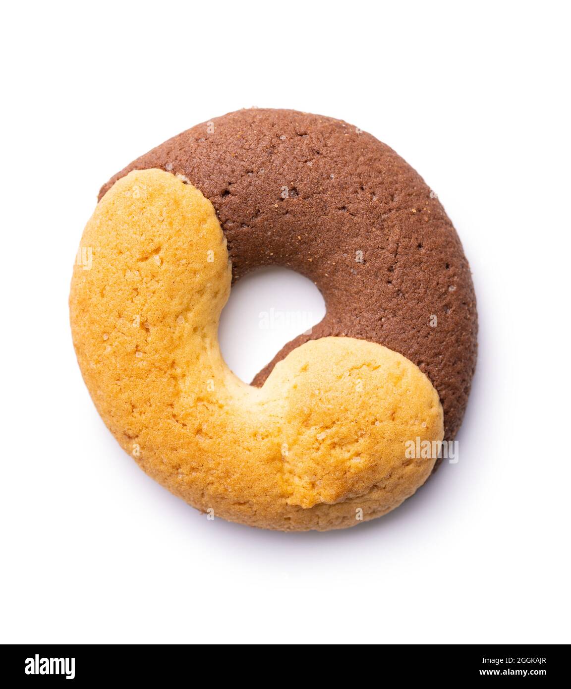 Sweet round biscuits. Cookies with double flavor isolated on white ...