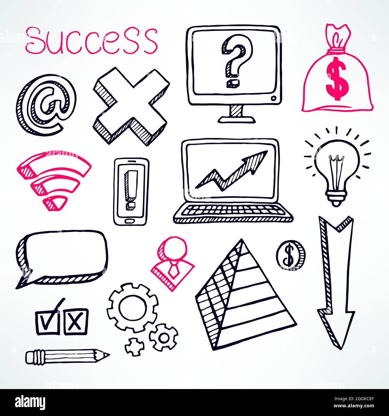 vector set of hand-drawn icons on white background Stock Vector Image ...
