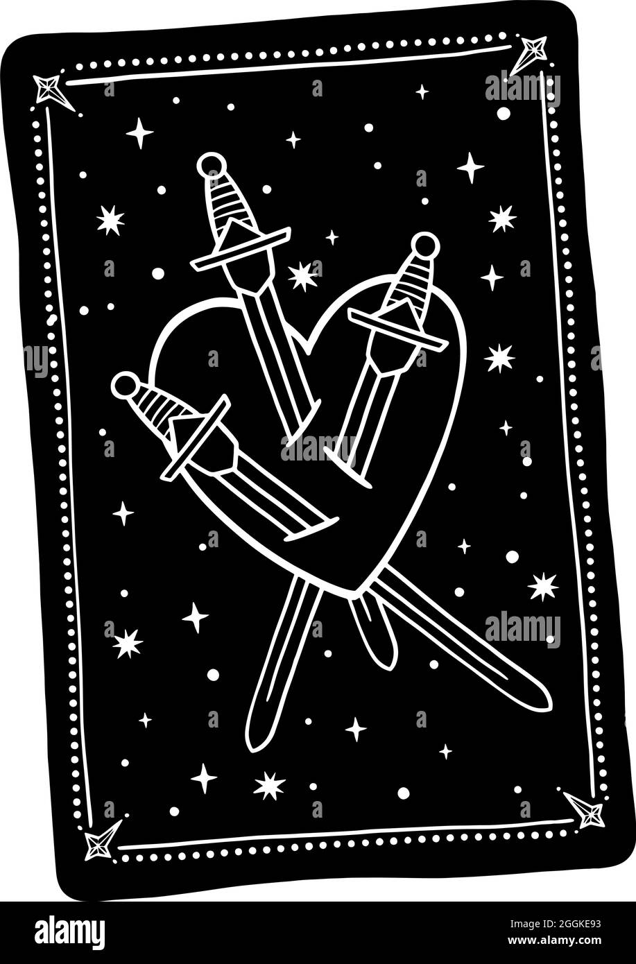 Tarot card. Three of swords illustration, Tarot card. Three of swords ...