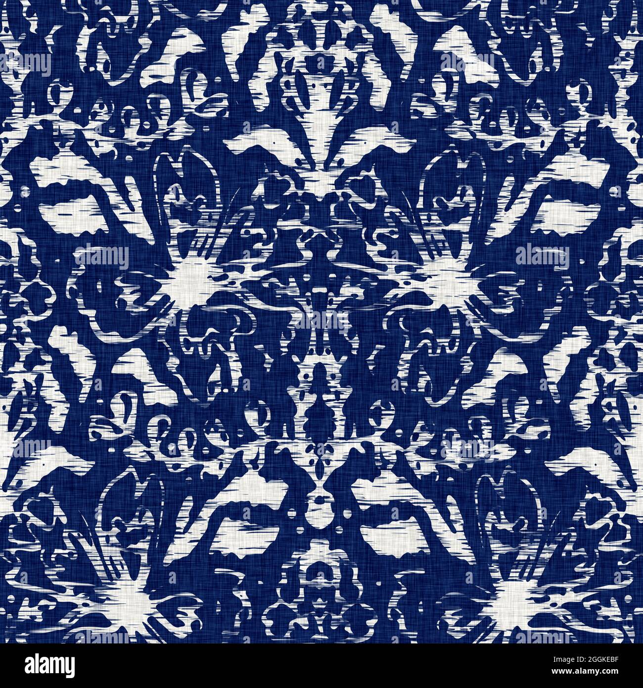 Indigo dyed fabric flower pattern texture. Seamless textile fashion ...