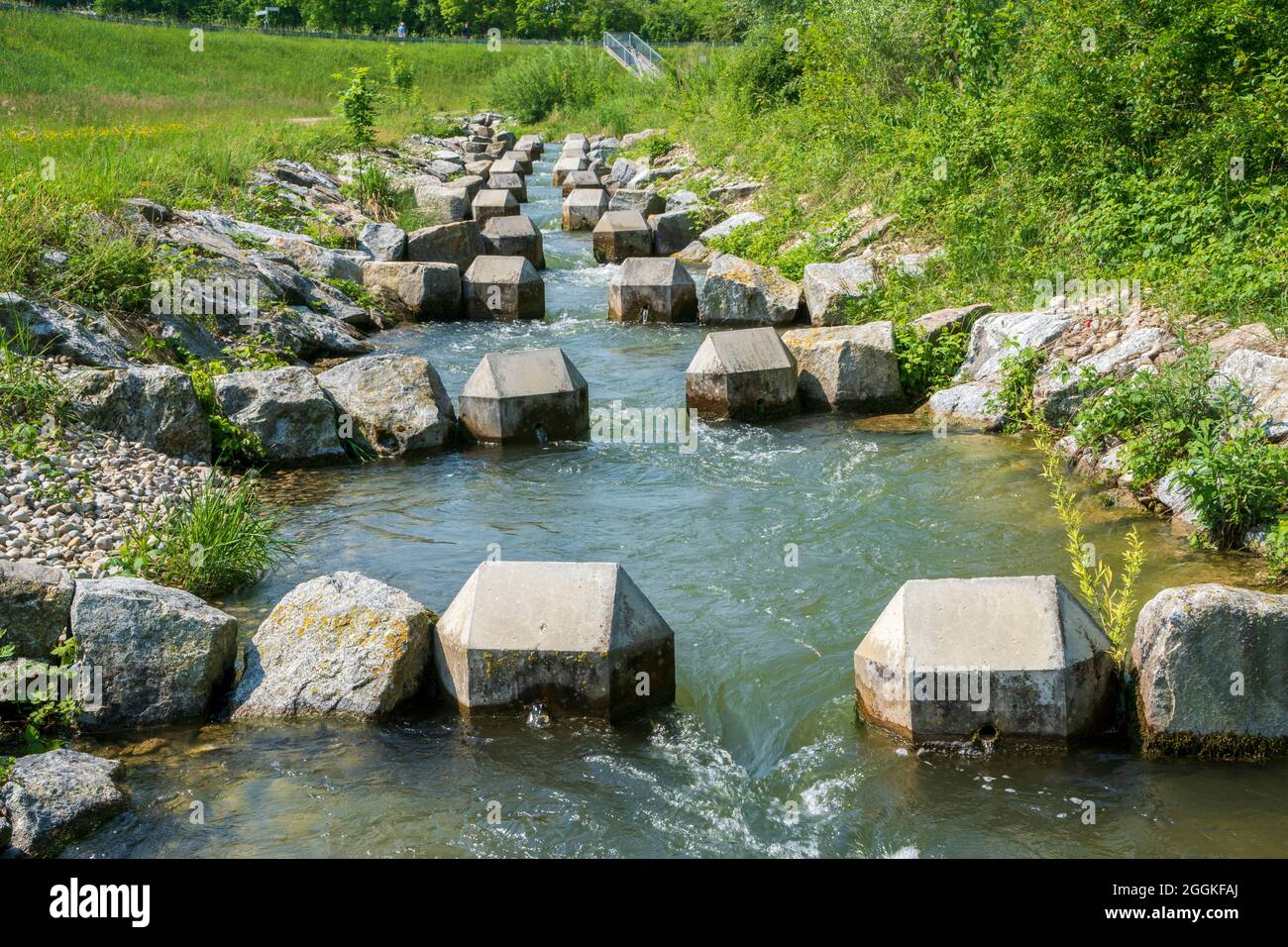 Fish ladder for spawning hike on the Lech Stock Photo - Alamy