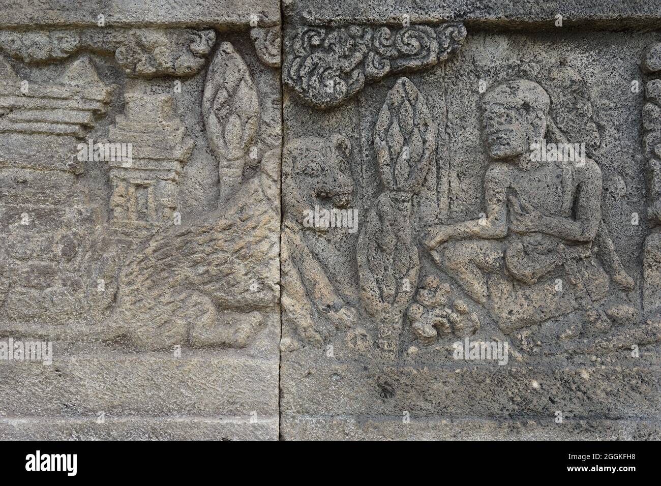 Carved stone of penataran temple (panataran temple), Blitar, East Java ...