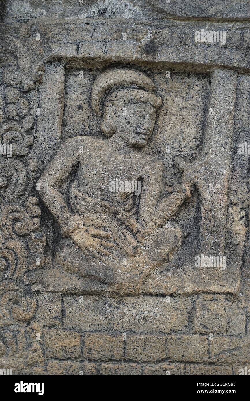 Carved stone of penataran temple (panataran temple), Blitar, East Java ...