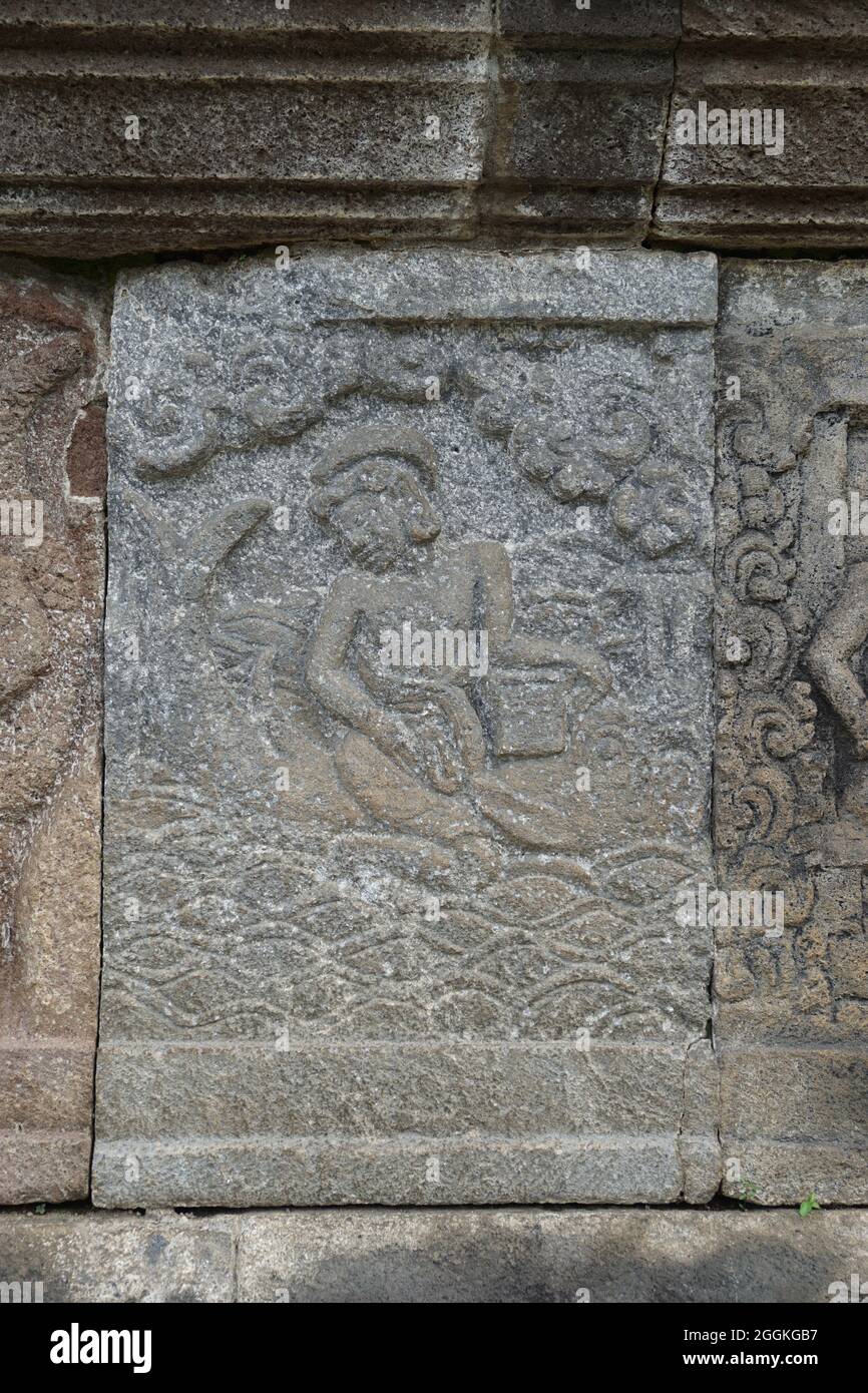 Carved stone of penataran temple (panataran temple), Blitar, East Java ...
