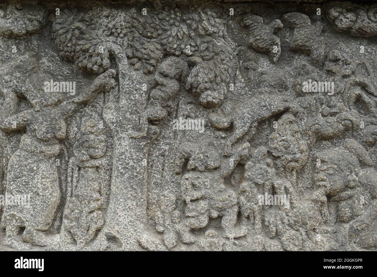 Carved stone of penataran temple (panataran temple), Blitar, East Java ...