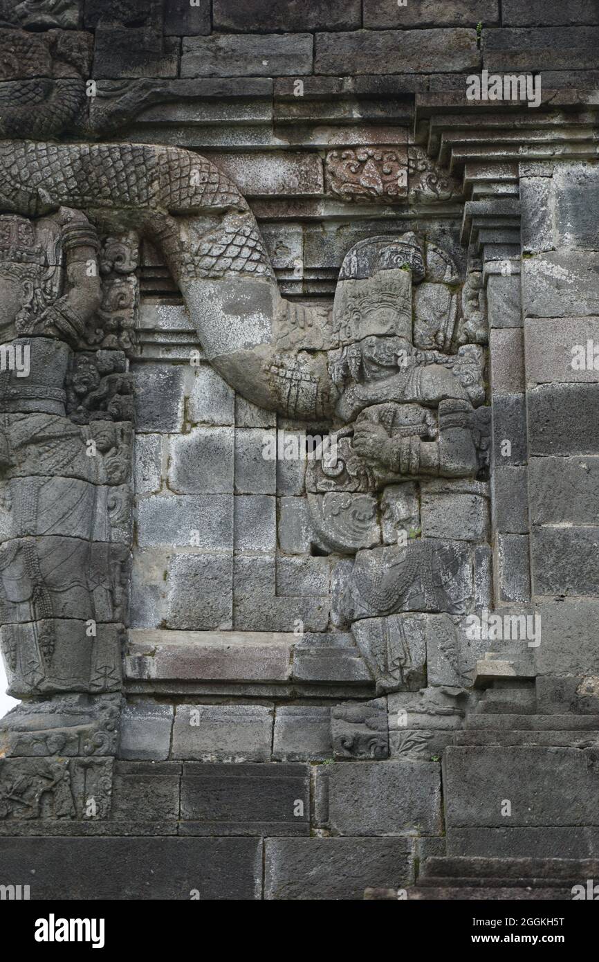 Carved stone of penataran temple (panataran temple), Blitar, East Java ...