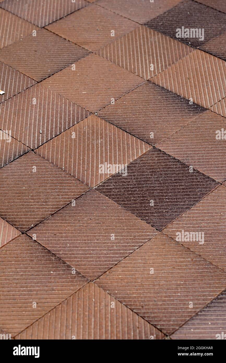 Germany, Bavaria, sidewalk, brown pavement with grooves, laid ...